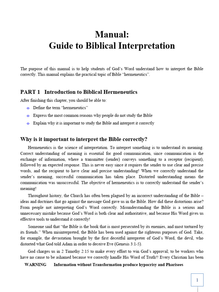 Manual Guide To Biblical Interpretation | PDF | Jesus | Bible