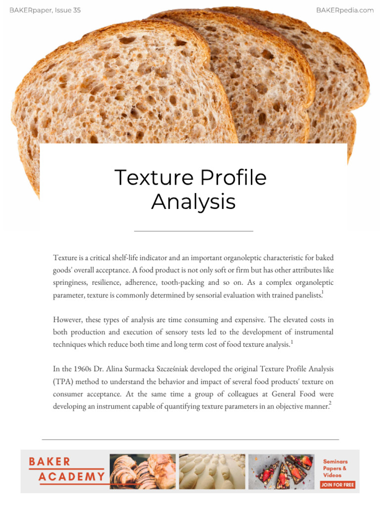 Texture Profile Analysis BAKERpaper | PDF | Breads | Deformation (Engineering)