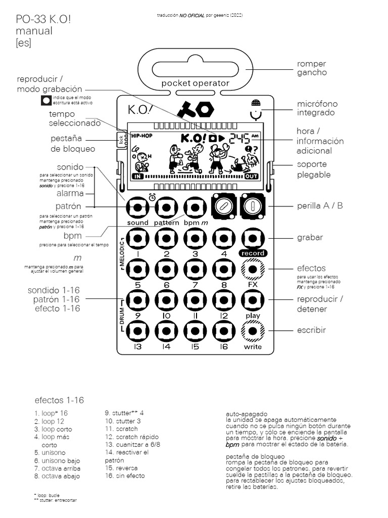 Manual PO-33 K.O. en Español | PDF