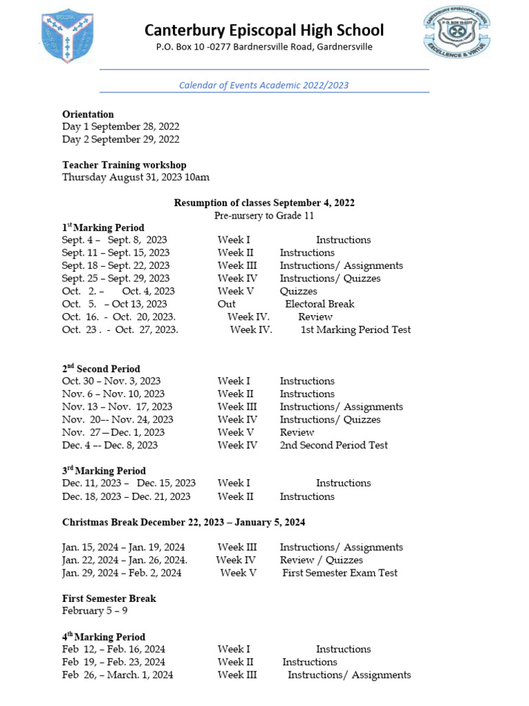 How To Do Calendar of Events To Conclude | PDF | Academic Term ...