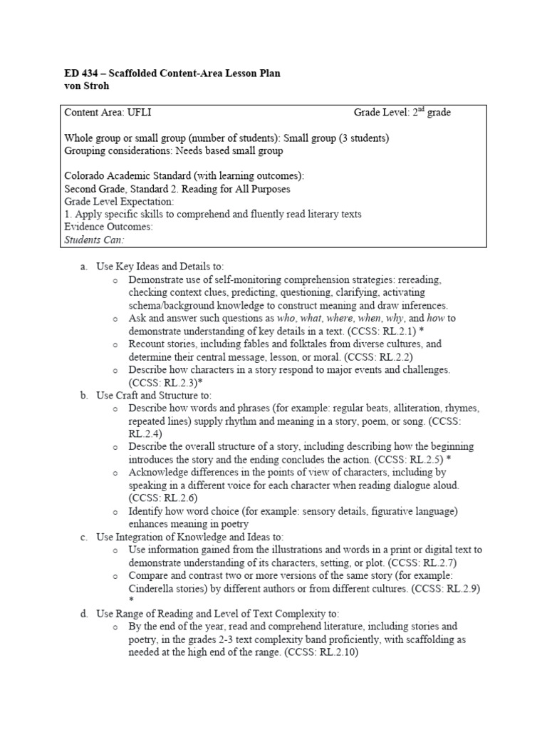 Ed 434 Scaffolded Content-Area Lesson Plan 2024 | PDF | Applied ...