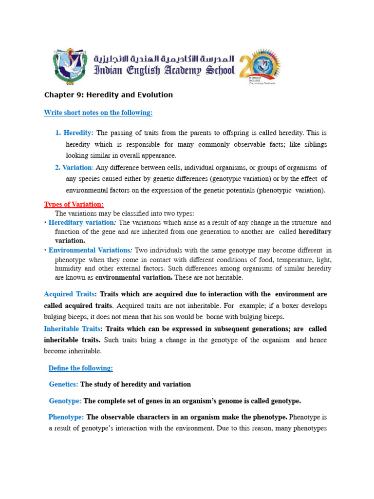 Class 10 Heredity | PDF | Heredity | Dominance (Genetics)