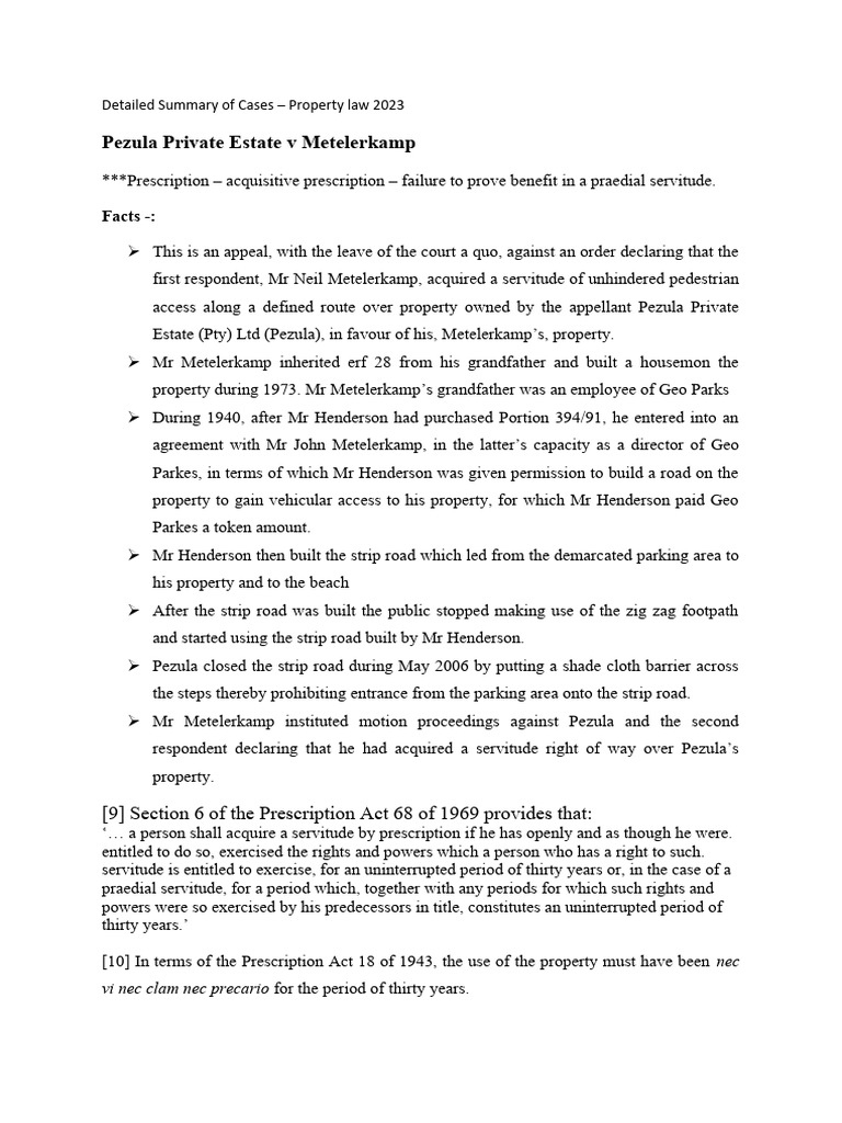 2023 Property Law Case Summaries | PDF | Mortgage Law | Judgment (Law)