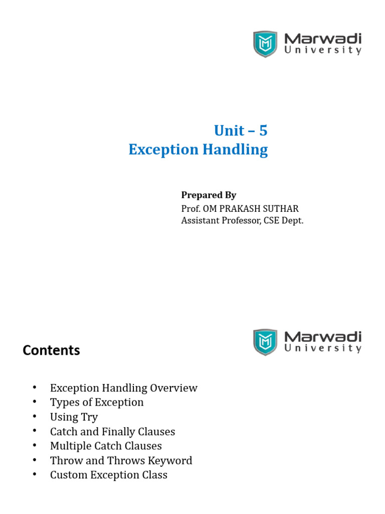 Unit5 Exception Handling | Download Free PDF | Programming Paradigms | Software Engineering