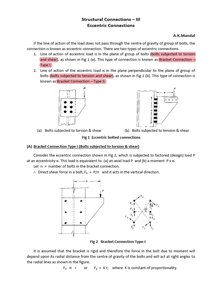 JH Connections-III - Eccentric Connections | PDF | Bending | Mechanics