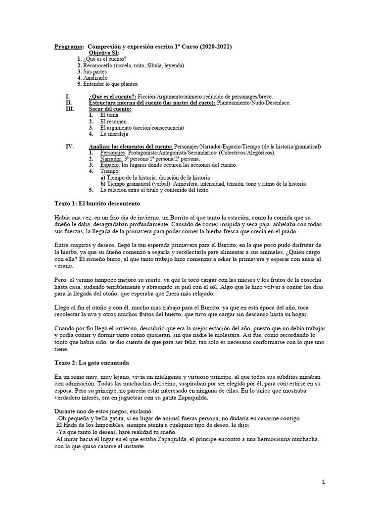 Programa Lengua Escrita 2020 2021 2 | PDF | Cuentos