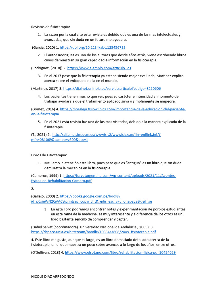 Formato Apa-Nicole Diaz A. | PDF | Terapia física