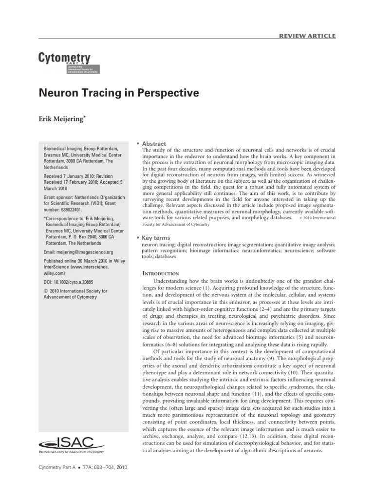 Neuron Tracing in Perspective | PDF | Image Segmentation | Cerebellum Neuron Tracing in Perspective | PDF | Image Segmentation | Cerebellum