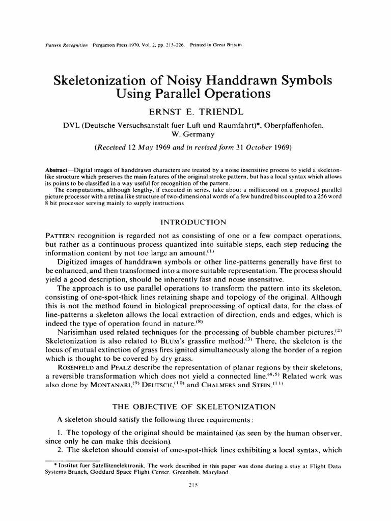 Skeletonization Of Noisy Handdrawn Symbols Using Parallel Operations Pdf Digital Image Image