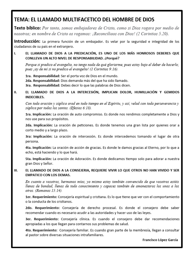 El Llamado Multifacetico Del Hombre de Dios | PDF | Oración | Intercesión