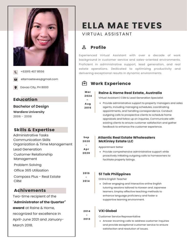 Ella Mae Teves CV | PDF | Cognition | Behavior Modification