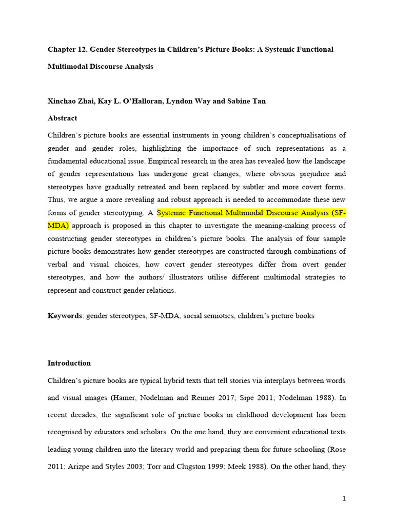 Gender Stereotypes in Children's Picture Books | PDF | Gender | Gender ...