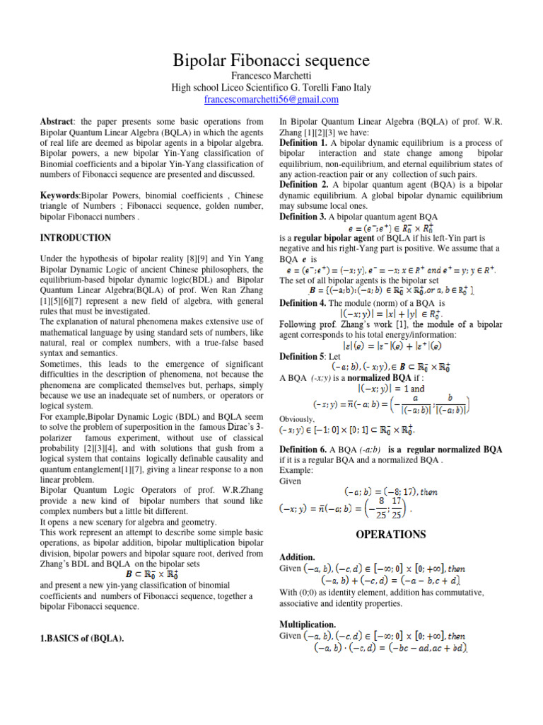 Bipolar Fibonacci Sequence | PDF | Multiplication | Square Root