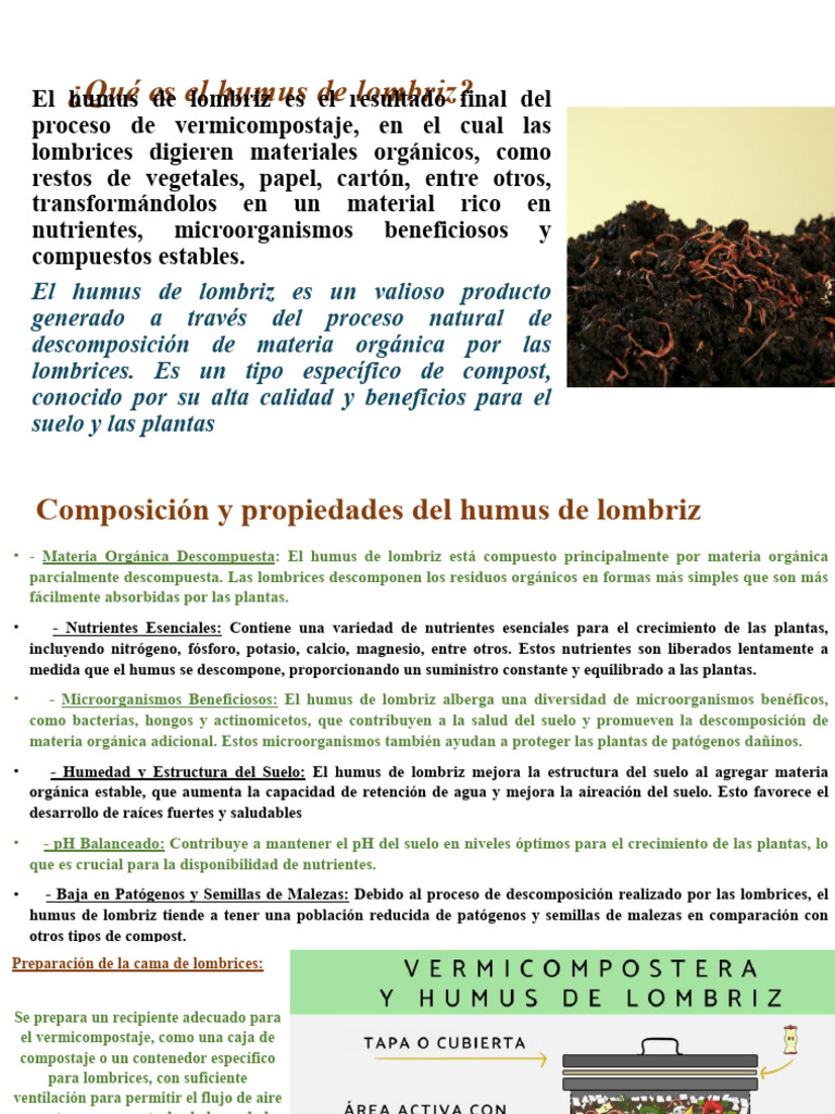Beneficios y uso del humus de lombriz | PDF | Compost | Agricultura