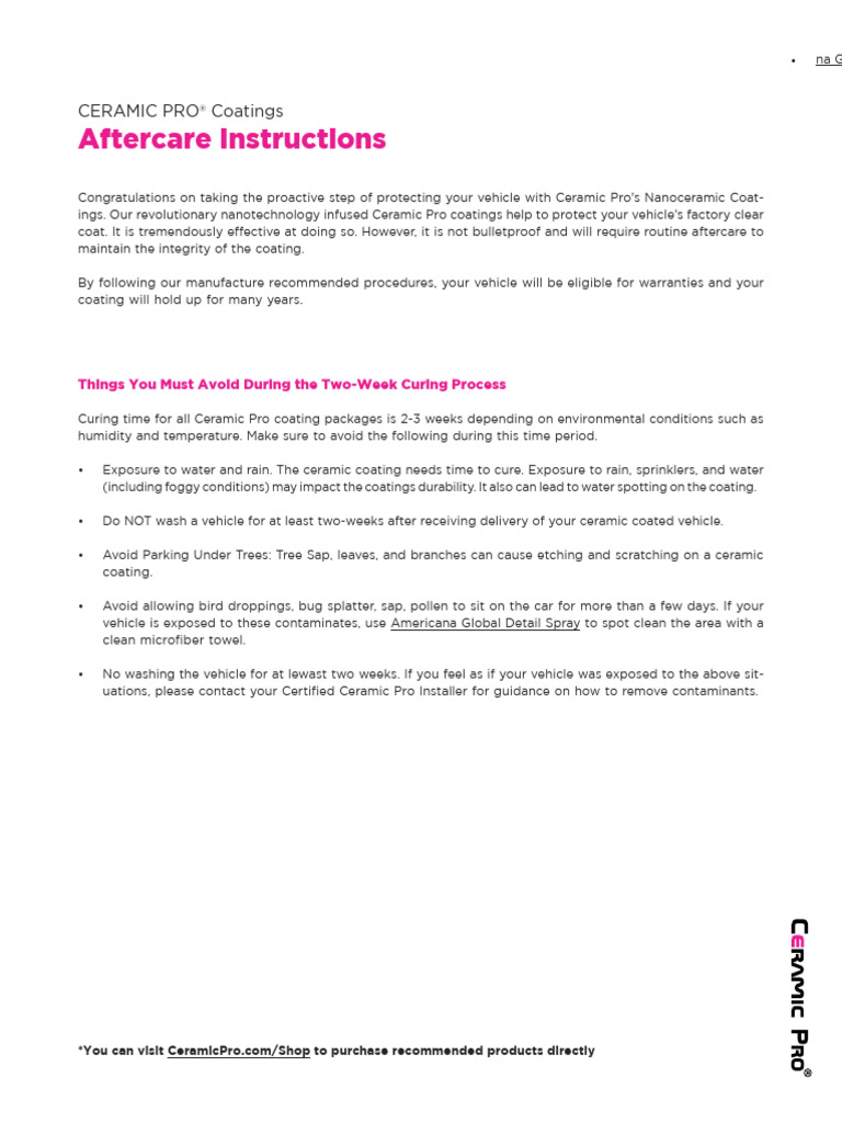 Coating Warranty Aftercare | PDF | Hand Washing | Materials