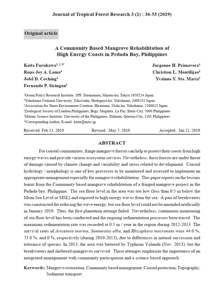 A Community Based Mangrove Rehabilitation of High Energy Coasts in ...