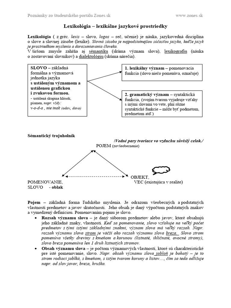 Lexikologia Lexikalne Jazykove Prostriedky 23765 | PDF