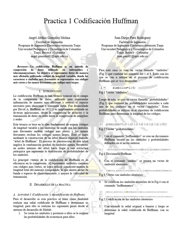 Codificación Huffman: Estructura y Práctica | PDF | Compresión de datos ...