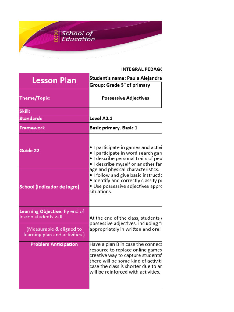 Annex 1 - Lesson Plan Template - 4 | PDF | Vocabulary | Linguistics