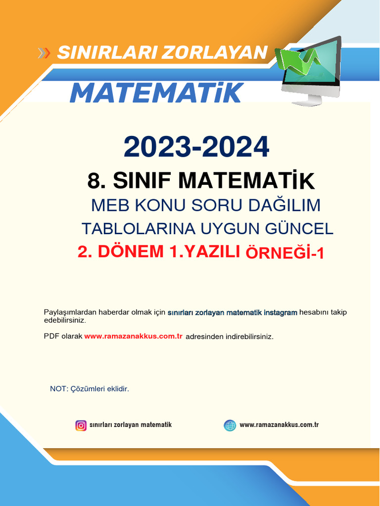 +sinif+++ Matemati̇k 2. Dönem 1. Yazili Örneği̇ - 2 (9 Mart) | PDF
