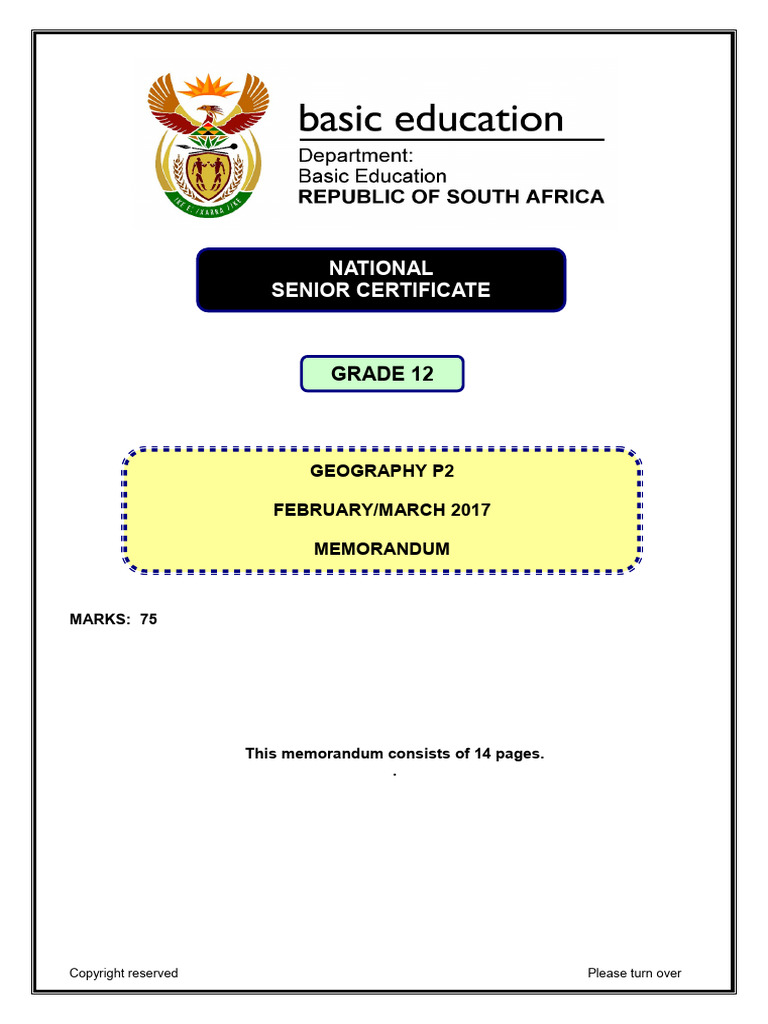National Senior Certificate: Grade 12 | PDF | Agriculture | Geographic ...