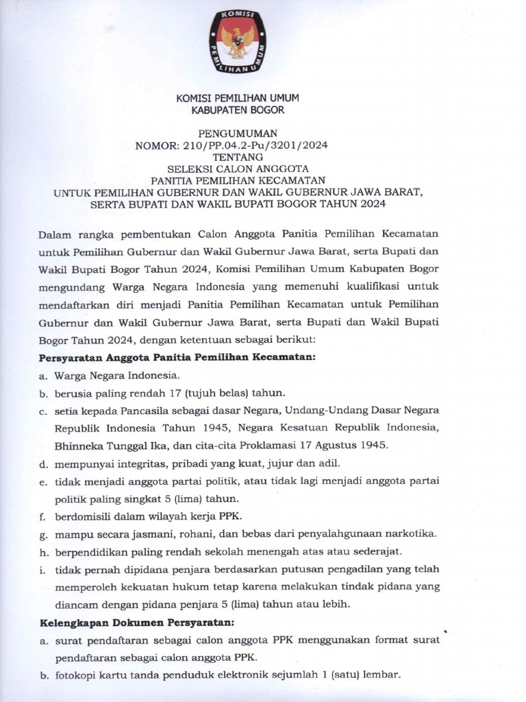 Pengumuman PPK Dan PPS | PDF