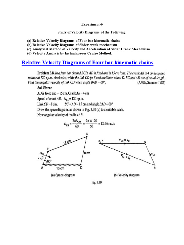 Velocity Diagrams in Kinematic Mechanisms | PDF | Acceleration | Kinematics