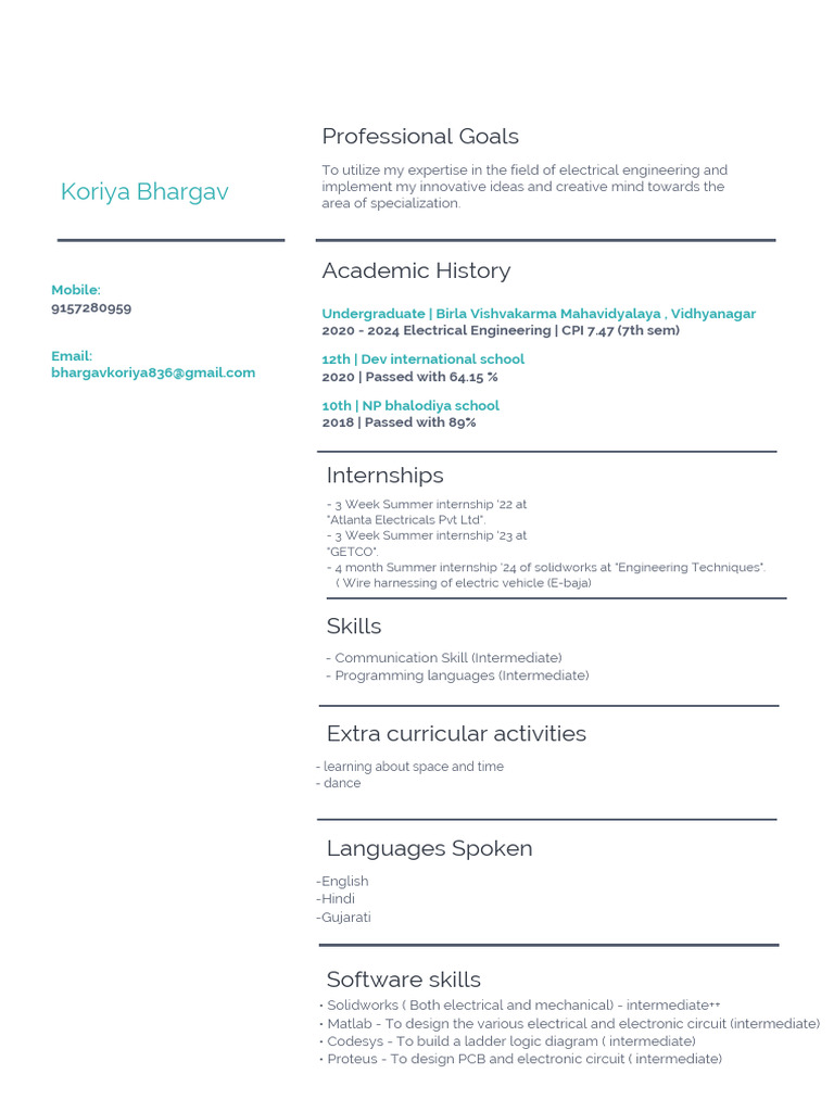 Resume Bhargav Koriya | PDF | Computers
