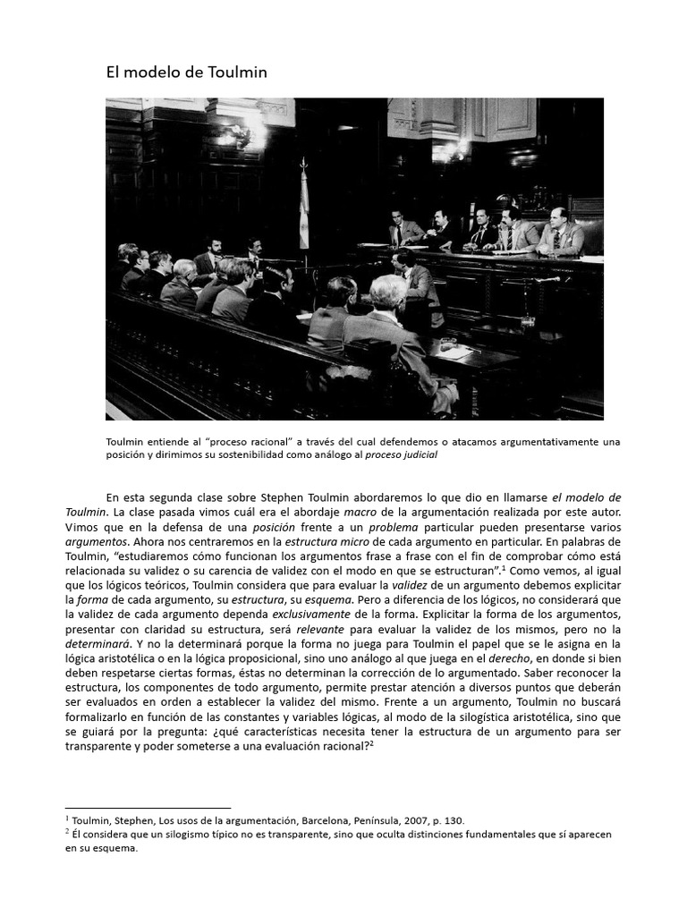 TA - 2023 Clase 5. El Modelo de Toulmin | PDF | Argumento | Lógica