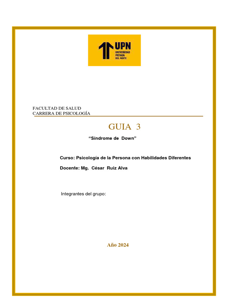 Guia 3 Sindrome Down Upn 2024 | PDF