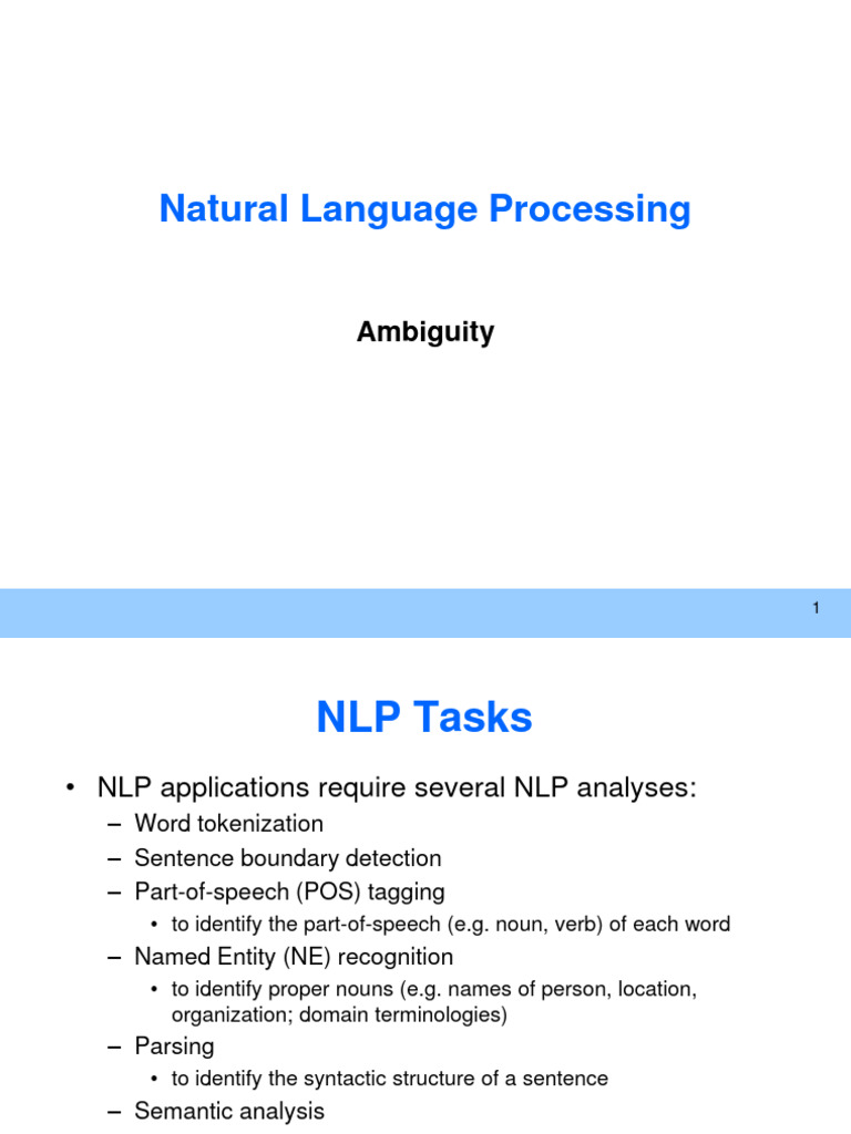 NLP Ambiguity | PDF | Semantics | Morphology (Linguistics)