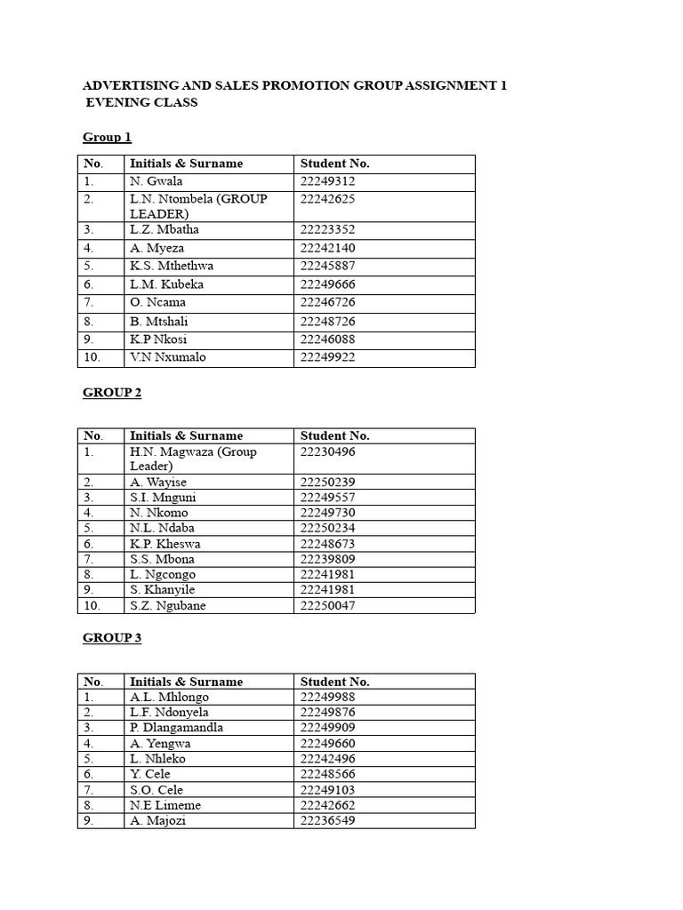 Evening Class Group Assignment | PDF