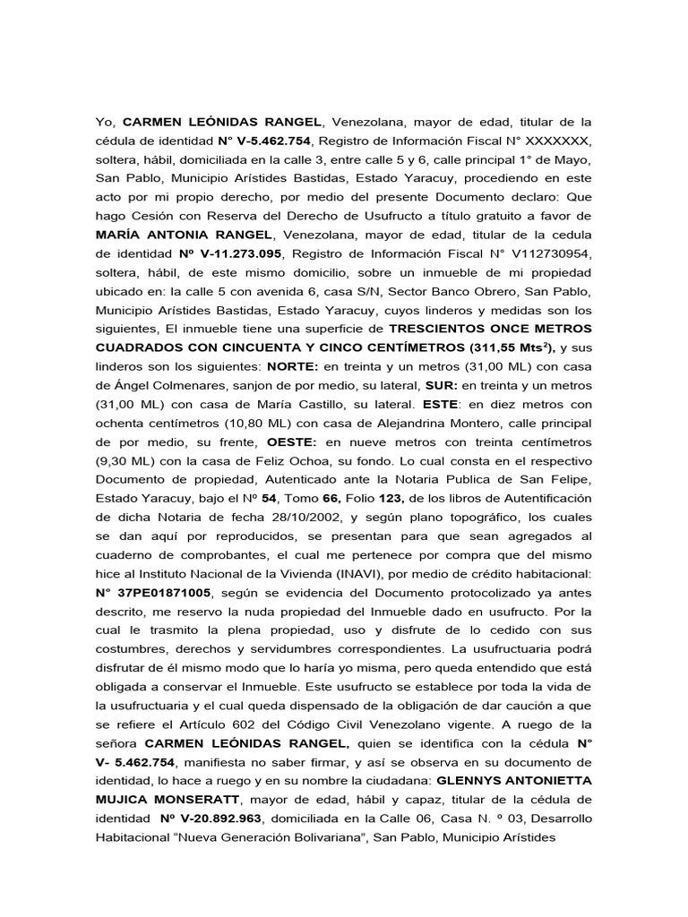 USUFRUCTO ANTONIA FINAL (Autoguardado) | PDF | Derecho Civil (Common Law) | Jerga