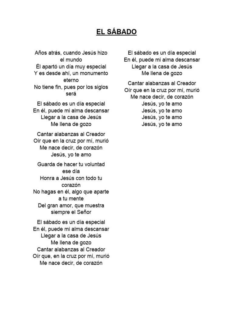 El Sábado: Un Día de Descanso y Alabanza | PDF