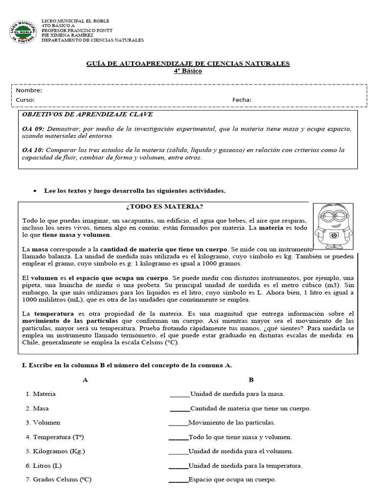 Guía Estados de La Materia | PDF | Litro | Importar