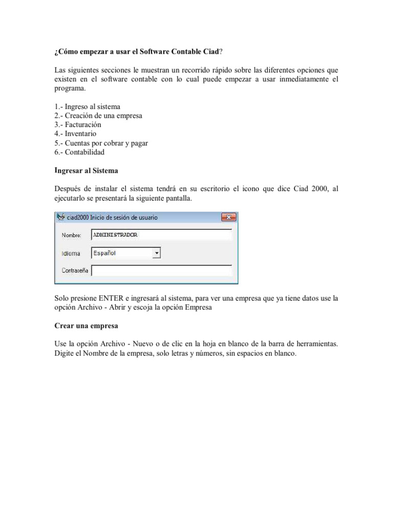 Primeros Pasos Software Contable Ciad | PDF | Contabilidad | Cuentas por pagar