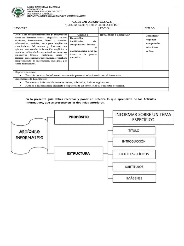Guía Texto Informativo | PDF | Comunicación | Modificación de ...