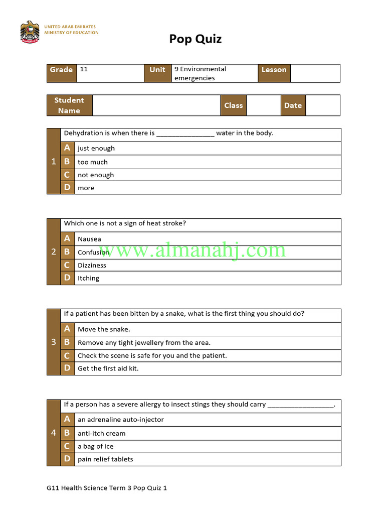 Pop Quiz: A B C D | PDF