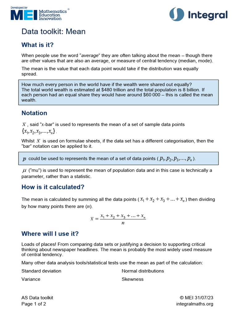 Central - Mean ' | PDF | Mean | Median