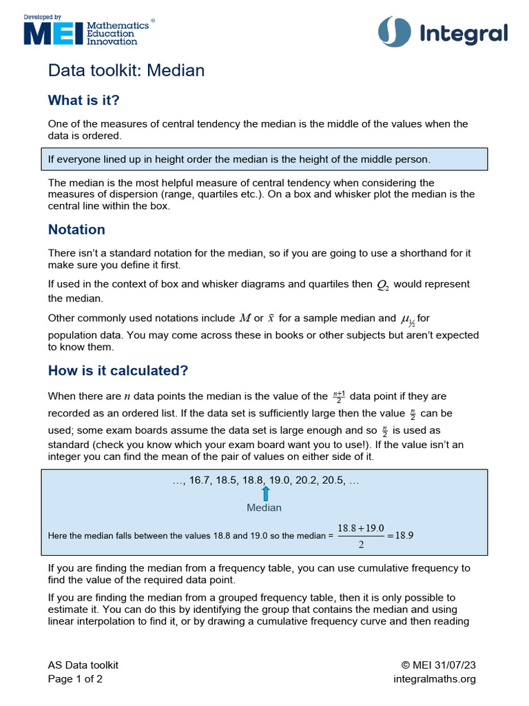 Central Median | Download Free PDF | Median | Statistics