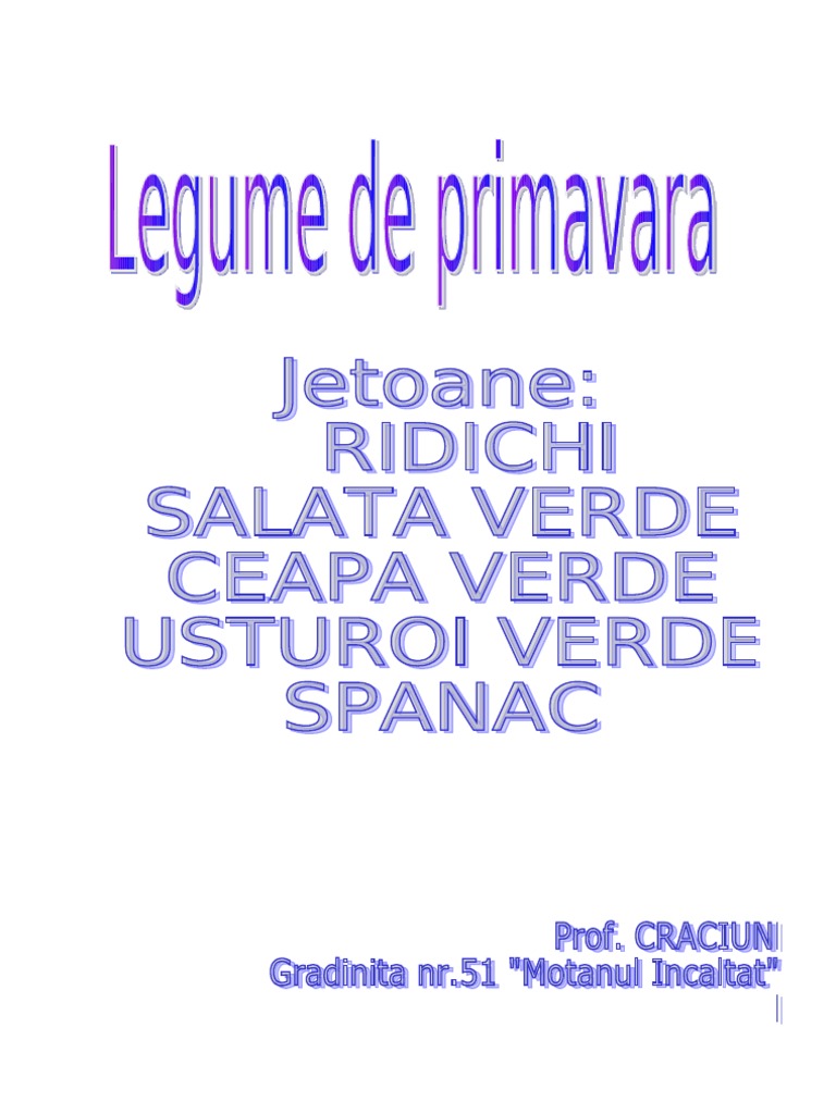 Legume de Primavara Jetoane | PDF