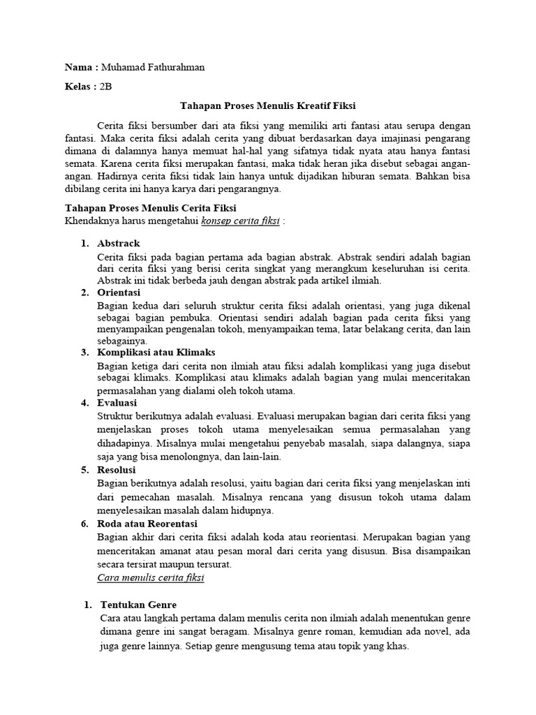Tahapan Proses Menulis Kreatif Fiksi Pdf