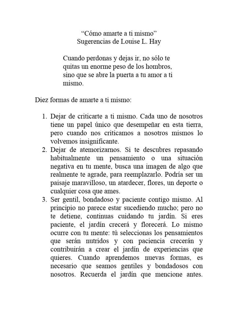 Cómo Amarte A Ti Mismo | PDF | Amor