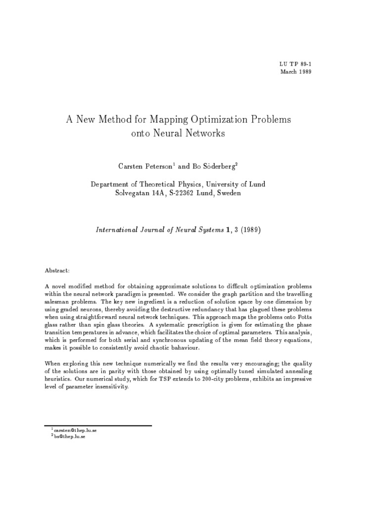 Mapping Optimization Problems Onto NN | Download Free PDF | Mathematical Optimization ...