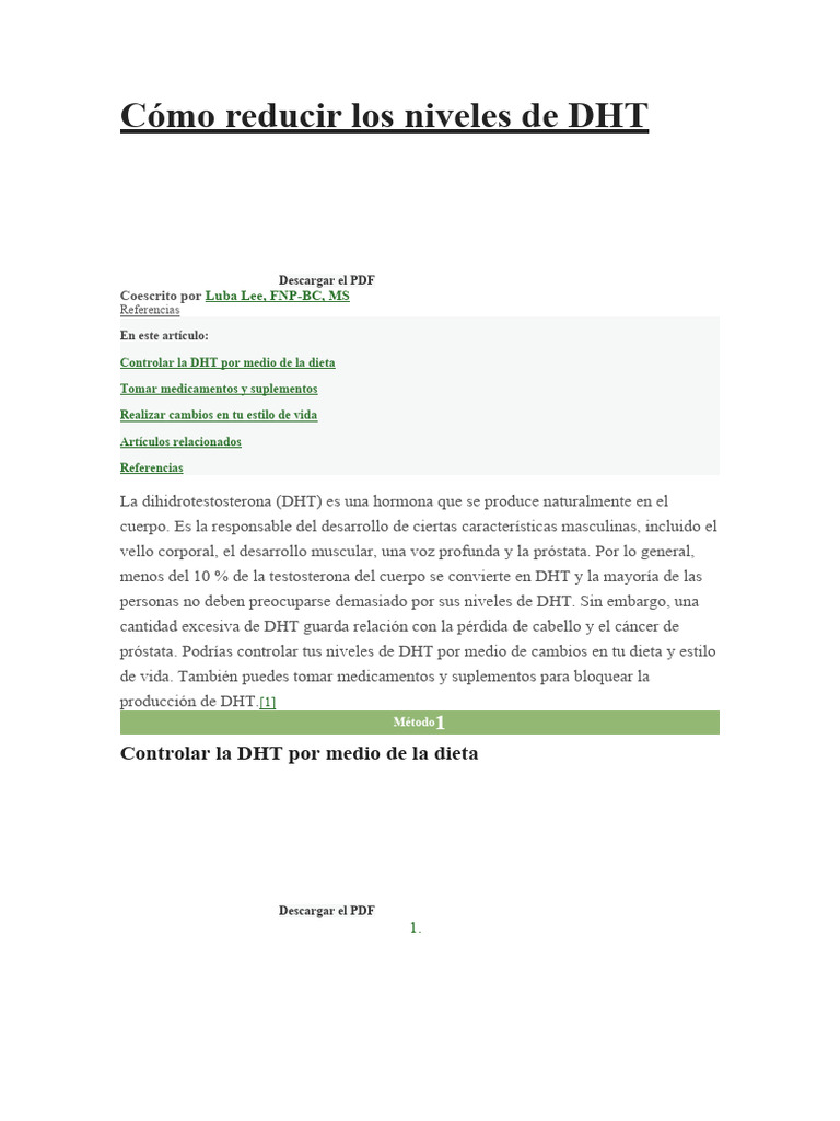 Cómo Reducir Los Niveles de DHT | PDF | Té | De fumar