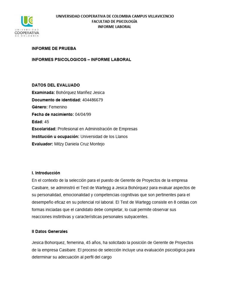 Informe Laboral | PDF | Sicología | Creatividad