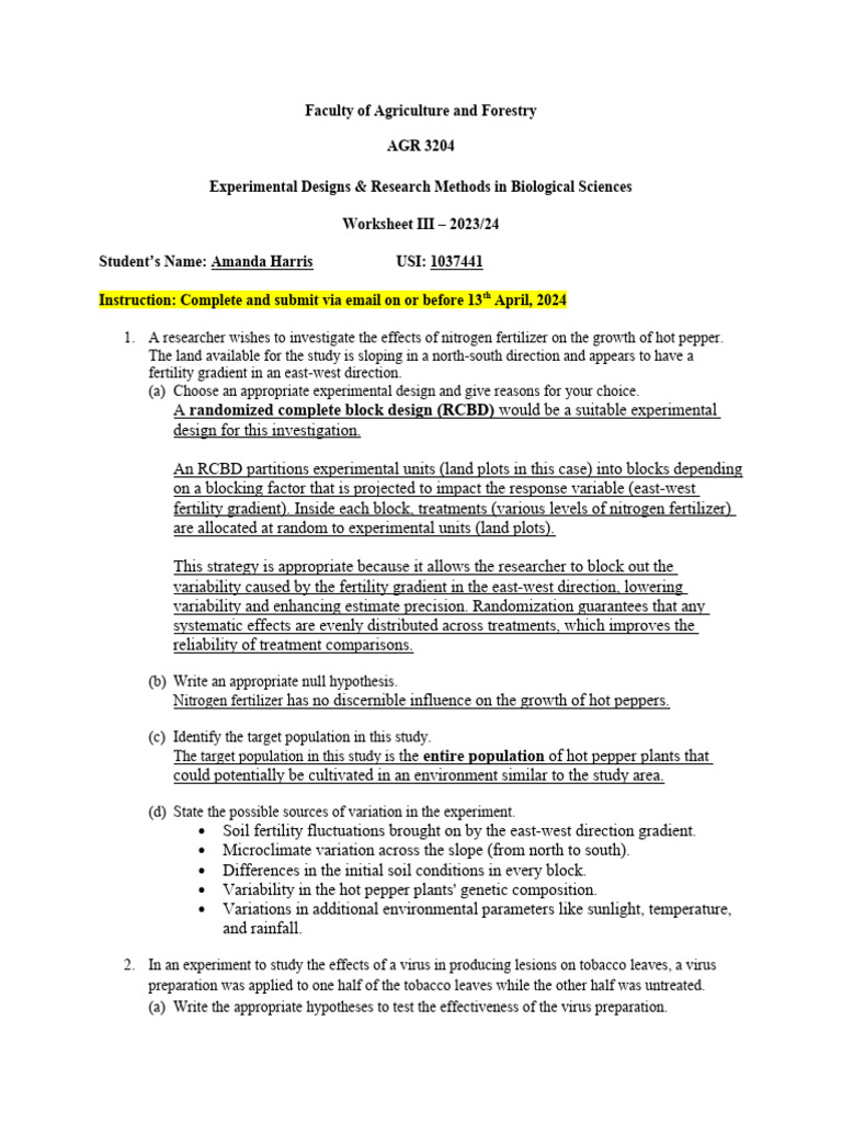 Amanda Harris (1037441) - AGR 3204 Worksheet III 2024 | PDF | Confidence Interval | Statistics