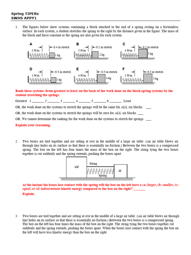 Work Energy Power Unit - Worksheet 5 | PDF | Force | Mass