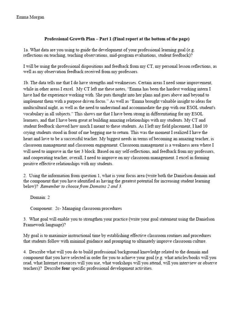 Emma PGP Completed Final | PDF | Classroom Management | Teachers