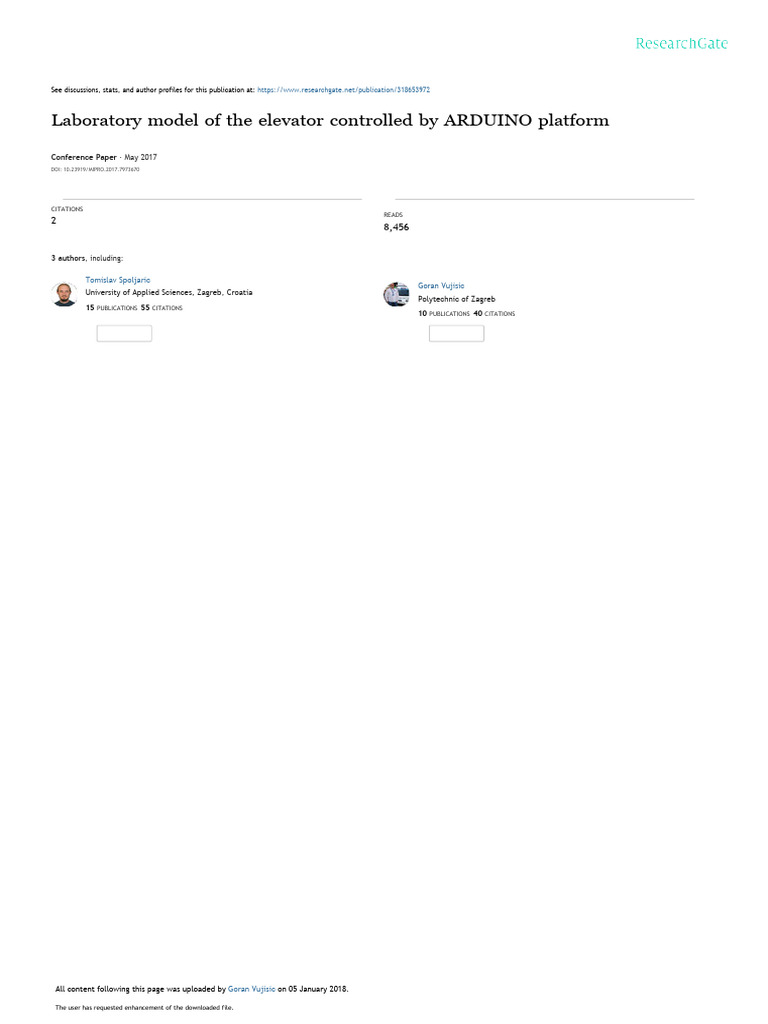Laboratory Model of The Elevator Controlled by ARD | PDF | Arduino ...